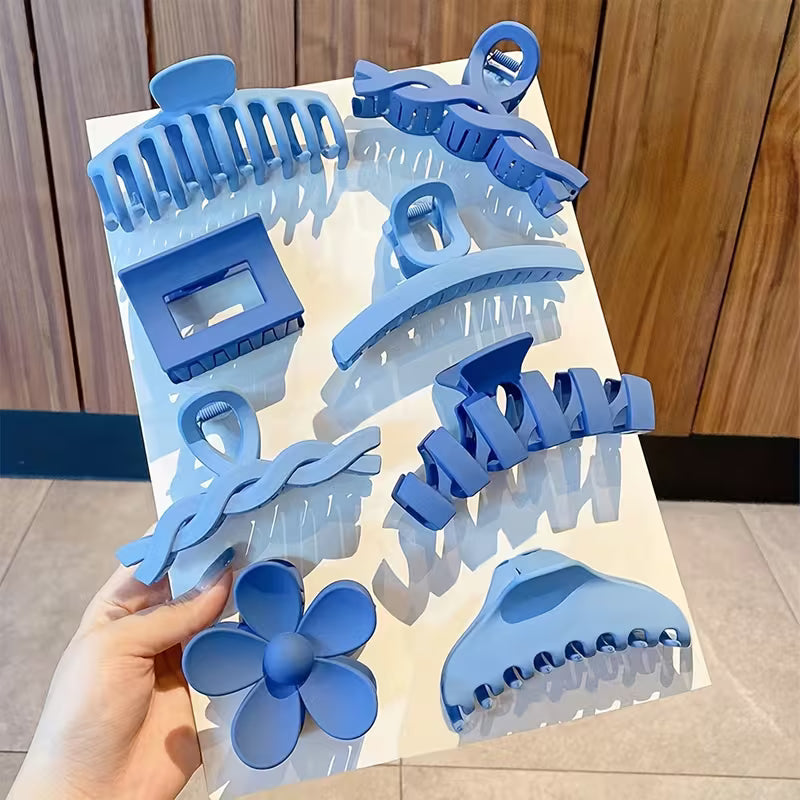8pcs Versatile Blue Hair Claws Set – Easy Breezy